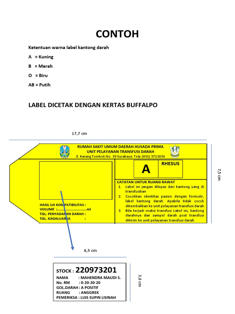 Label Darah - Contoh | PDF