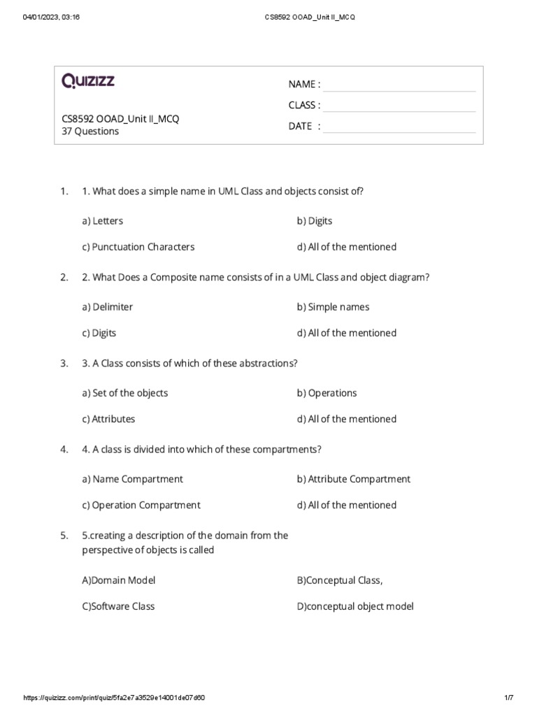 Cs8592 Ooad Unit II MCQ | PDF | Conceptual Model | Inheritance (Object ... Cs8592 Ooad Unit II MCQ | PDF | Conceptual Model | Inheritance (Object ...
