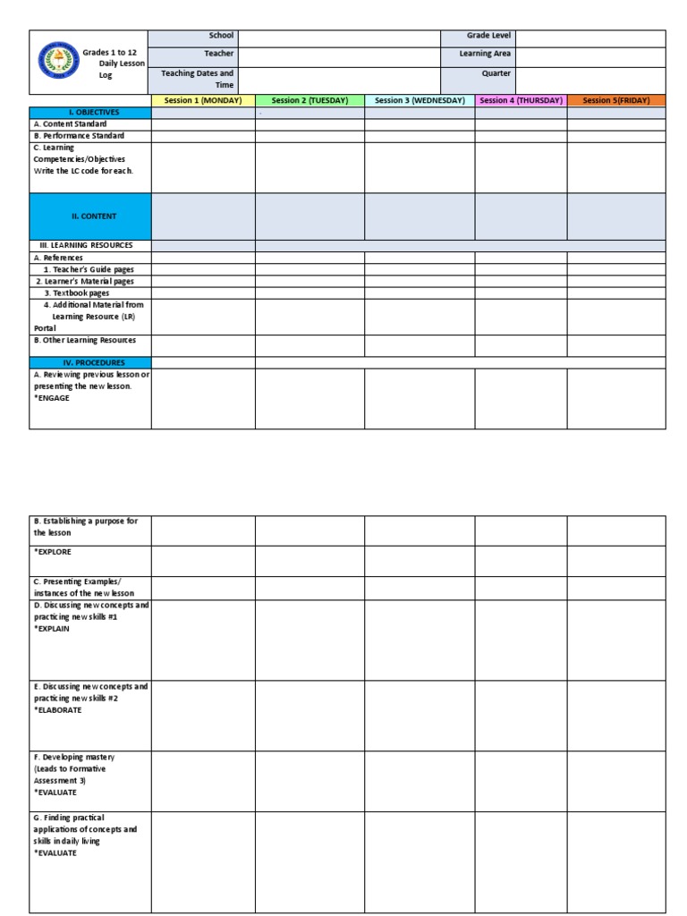 Grades 1 To 12 Daily Lesson Log | PDF