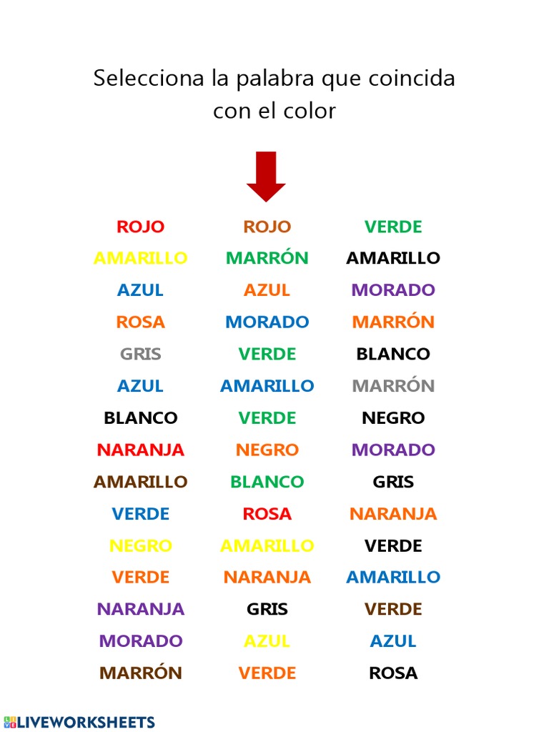 Palabras y colores: selección visual | PDF