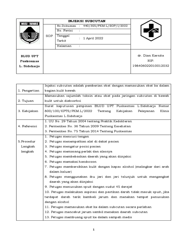 Injeksi Subcutan | PDF