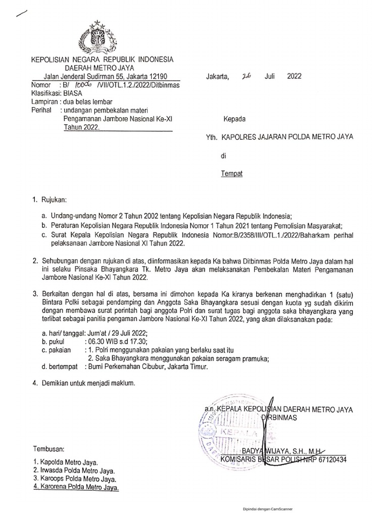 Surat Kapolres Jajaran Pembekalan Materi Pdf