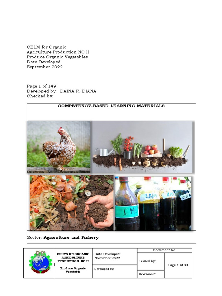 COMPETENCY BASED LEARNING MATERIALS - Vegetables | PDF | Vegetables | Soil