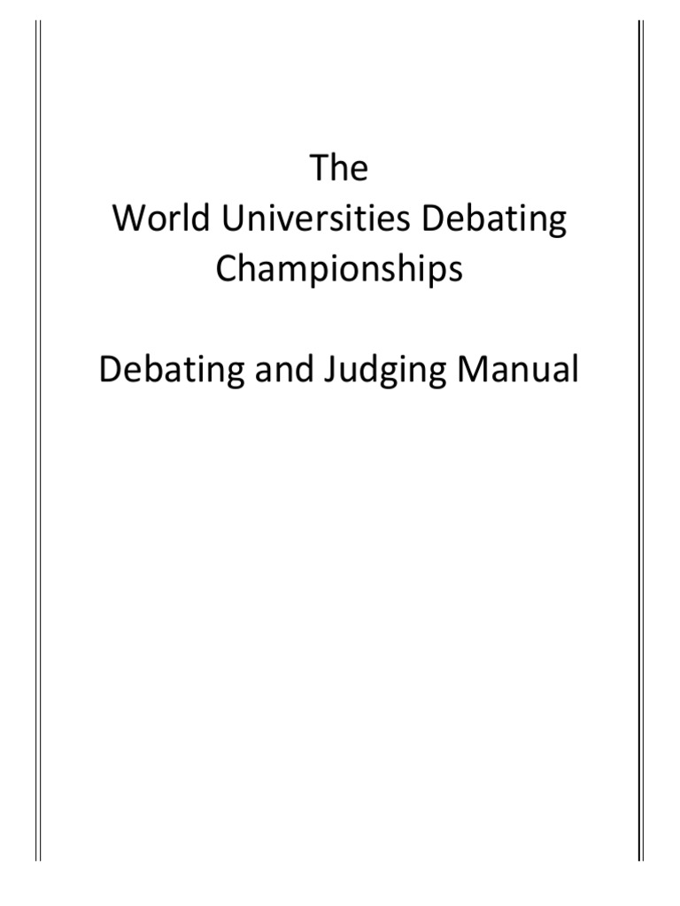WUDC Debating and Judging Manual | PDF | Argument | English As A Second ...