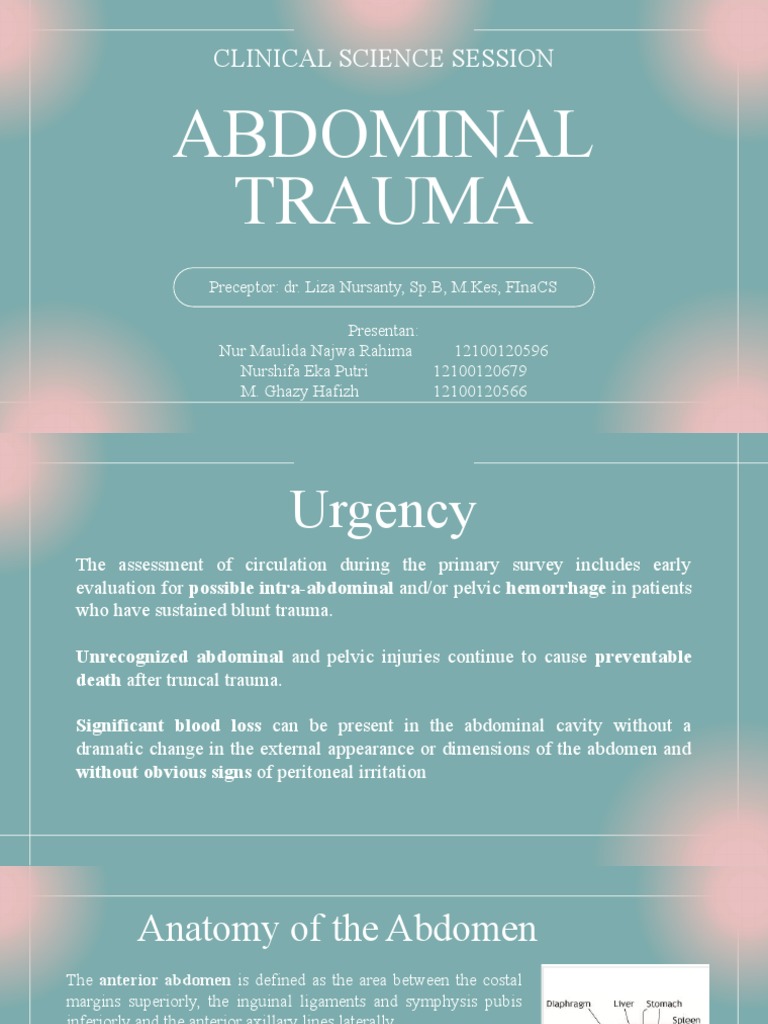 CSS - Abdominal Trauma - Tim B - Kel.20 | PDF | Peritoneum | Abdomen
