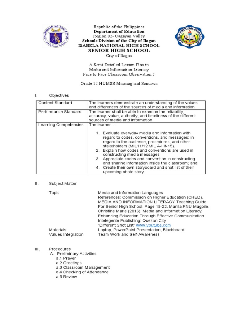 CO1 New Edit MIL | PDF | Lesson Plan | Information Literacy