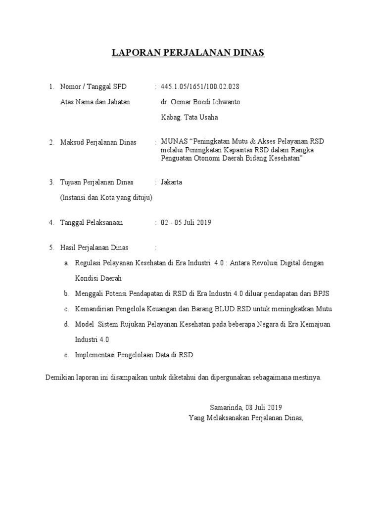 Contoh Laporan Hasil Perjadin | PDF