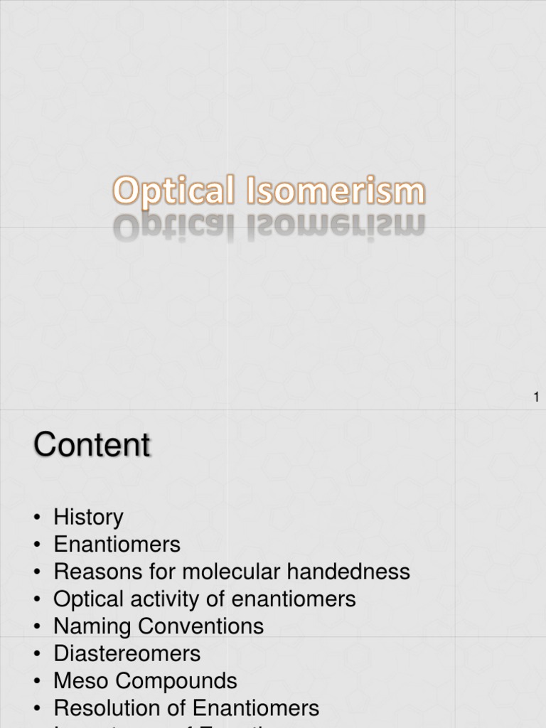 Optical Isomerism | PDF | Chirality (Chemistry) | Isomer