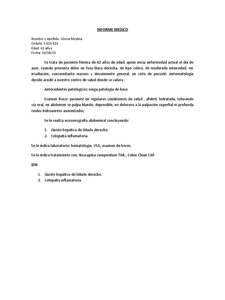 Informe Medico | PDF