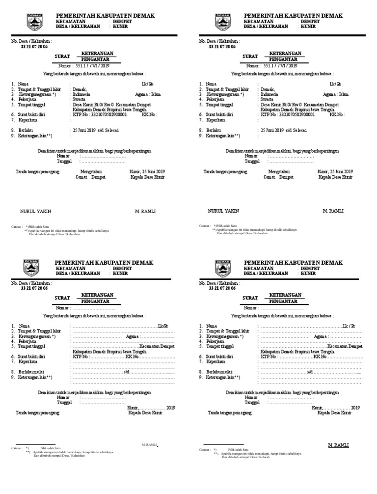 SURAT PENGANTAR Buat SIM | PDF