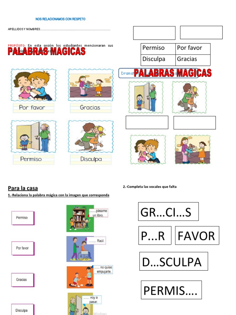 Ficha de Palabras Magicas | PDF