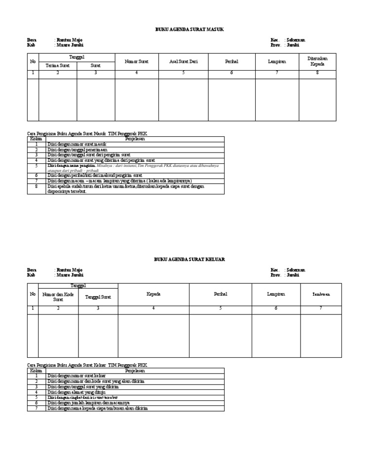 Buku Agenda Surat Masuk Dan Keluar | PDF