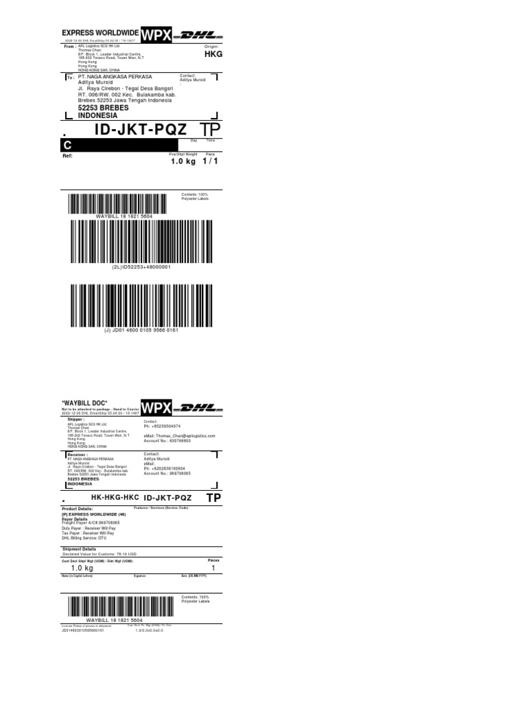 Awb 1818215604 | PDF | Service Industries | Freight Transport