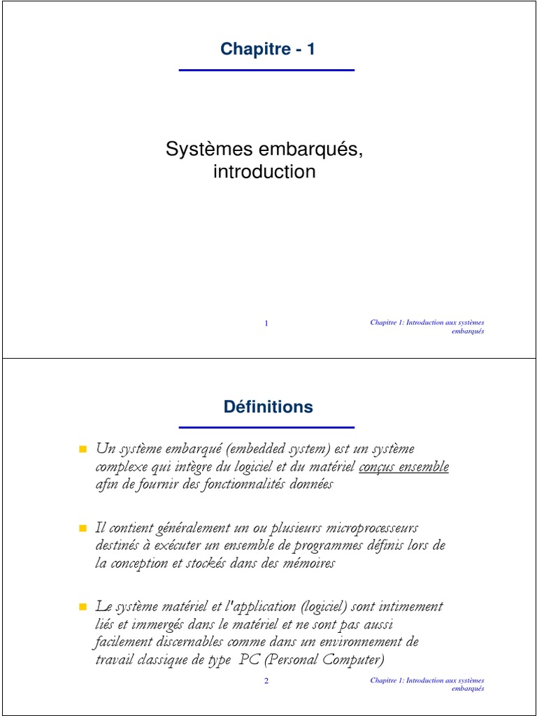 Chapitre 1 Introduction Aux Systemes Embarques | PDF | Application ...