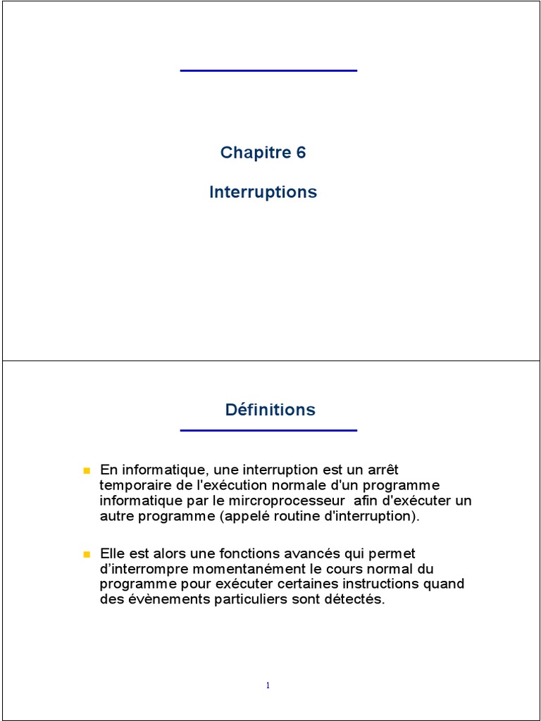 Chapitre 6 Interruption | PDF | Microcontrôleur | Programme informatique