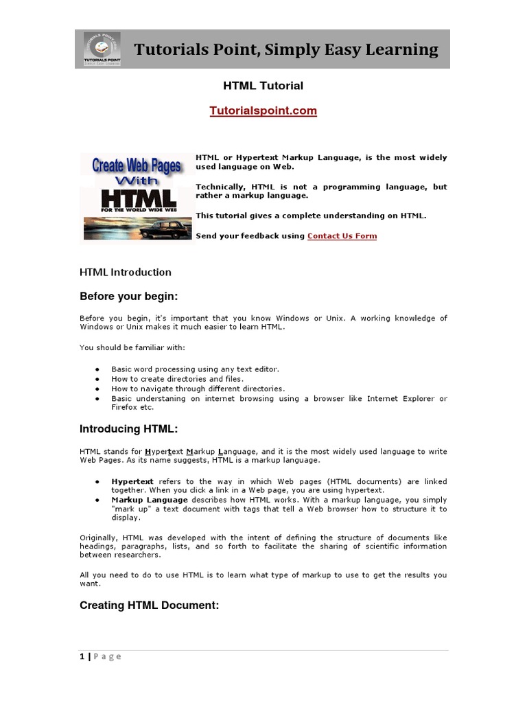 E8 HTML Tutorial Full | PDF | Html Element | Html