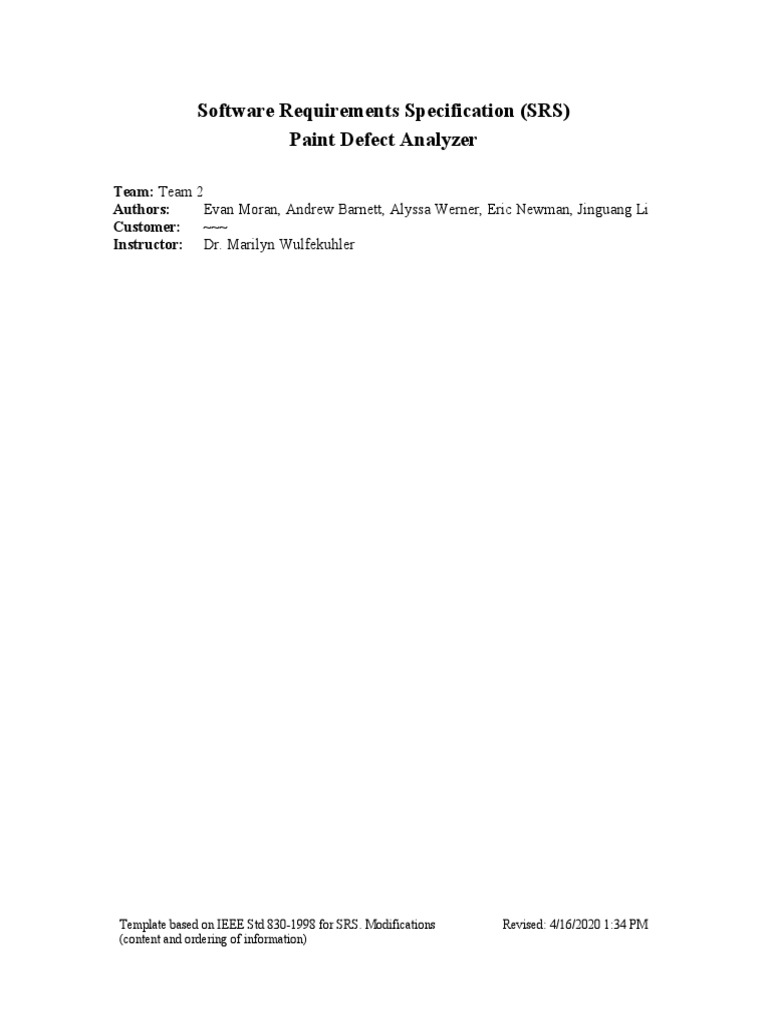 Automated Paint Defect Analyser | PDF | Use Case | Application Software