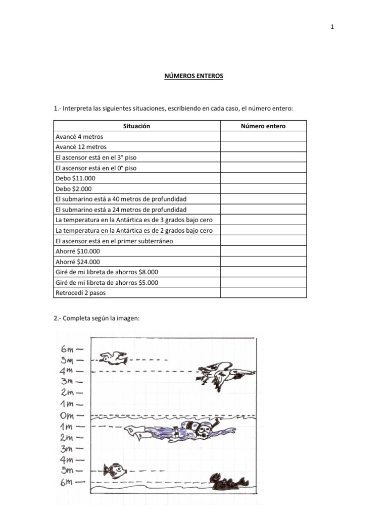 Guía Números Enteros | PDF | Entero | Número natural