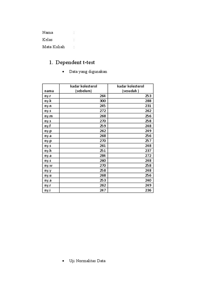 Tugas Statistika Uji Dependent Dan Independent | PDF