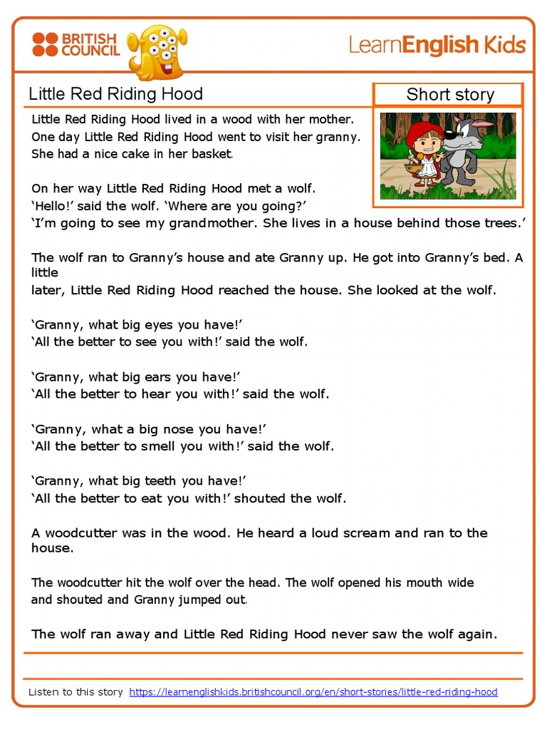 Short Stories Little Red Riding Hood Transcript | PDF
