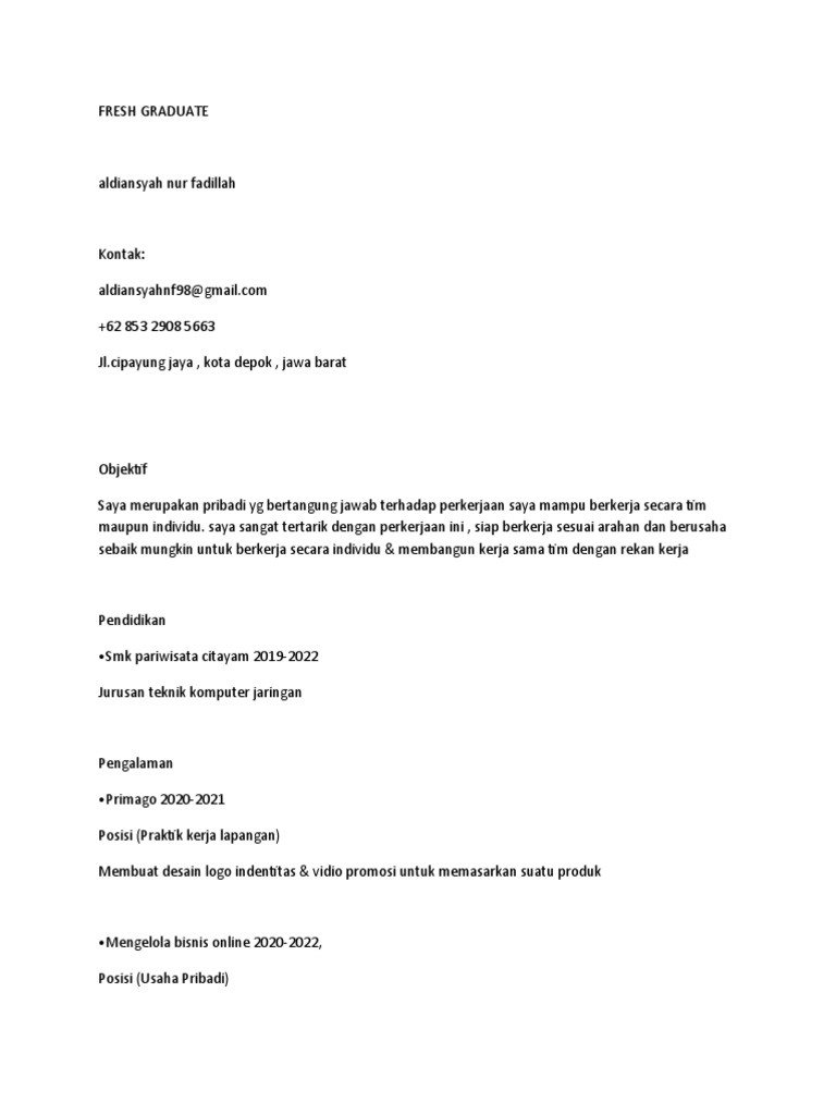 CV, Aldi, Pesanan Shopee | PDF