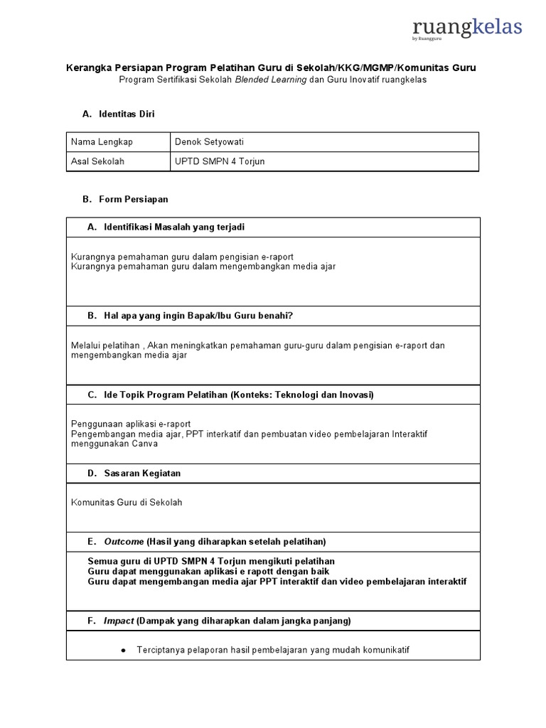 Kerangka Persiapan Program Pelatihan Guru Di Sekolah - KKG - MGMP ...