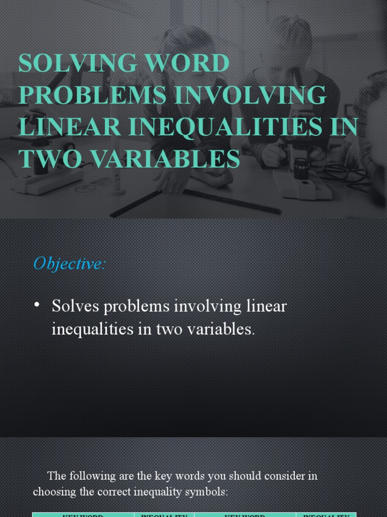 Solving Problems Involving Linear Inequalities in Two Variables | PDF ...