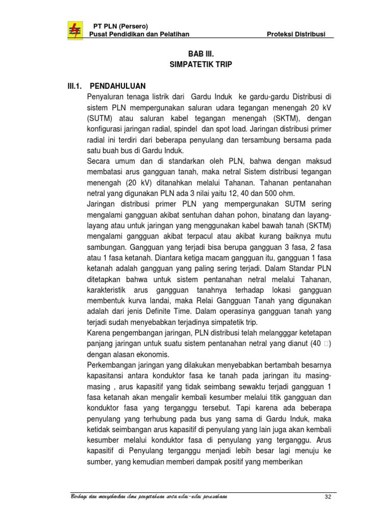Simpatetik Trip pada Penyulang PLN | PDF
