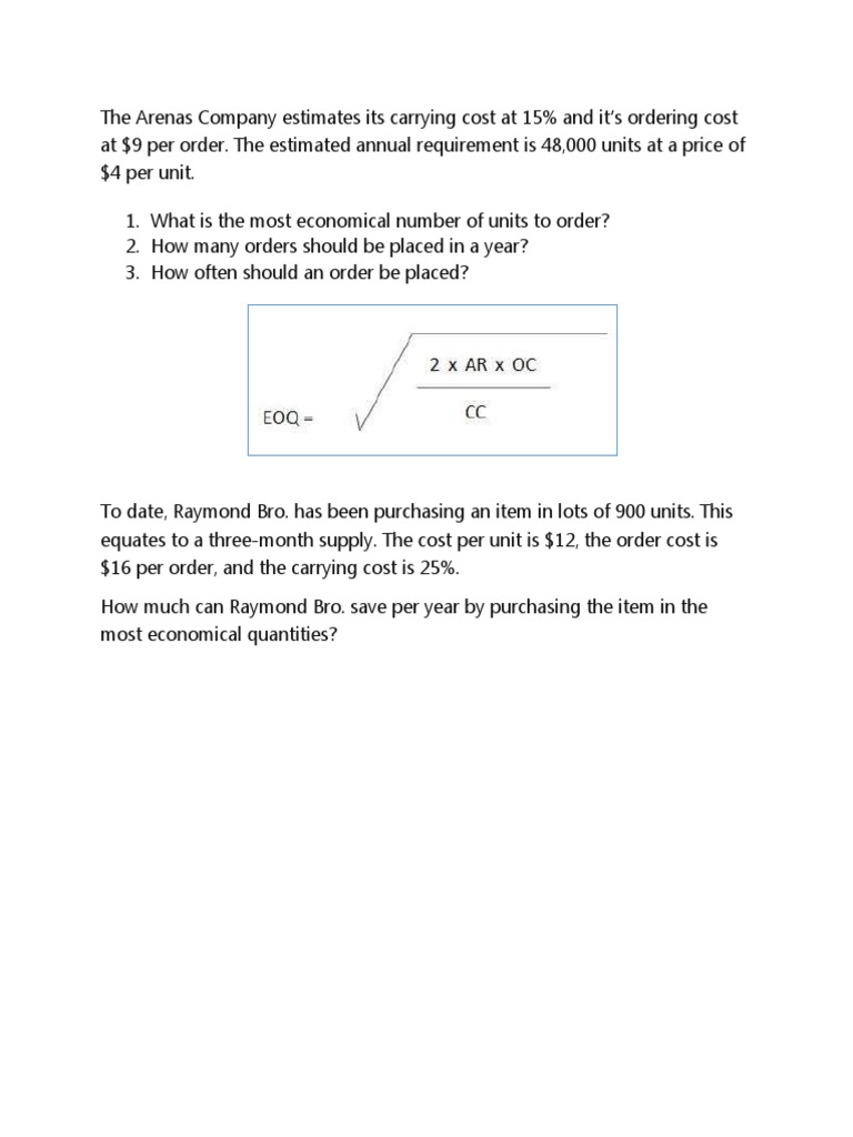EoQ and Reorder Point | PDF