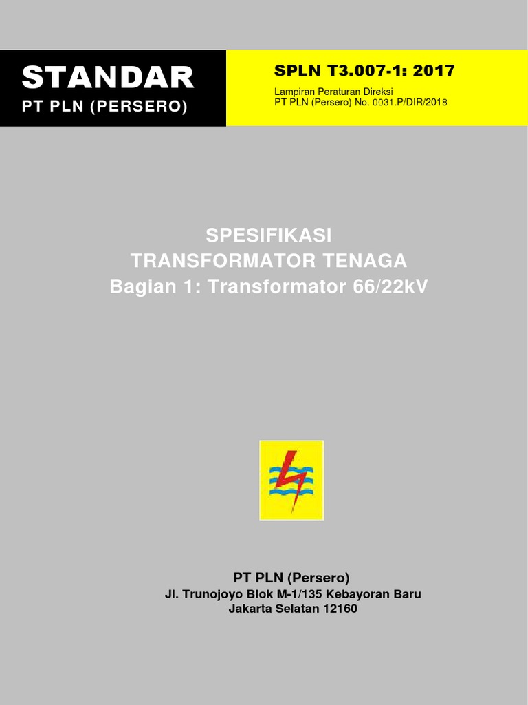 SPLN Trafo Tenaga Bag 1 - Final | PDF