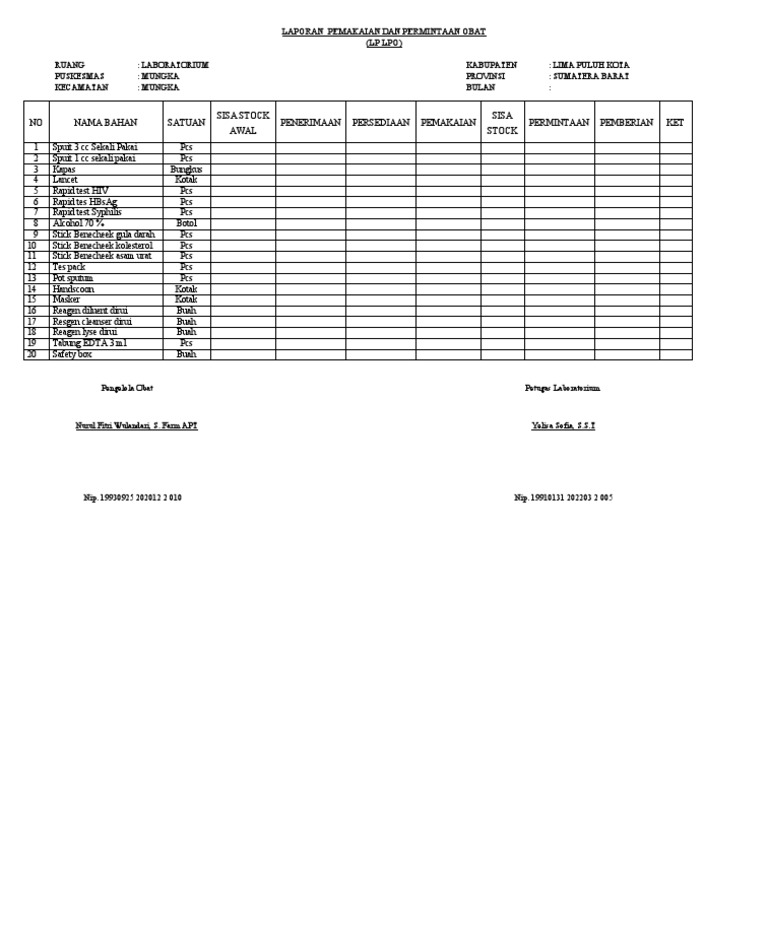 Laporan Pemakaian Dan Permintaan Obat (LP Lpo) | PDF