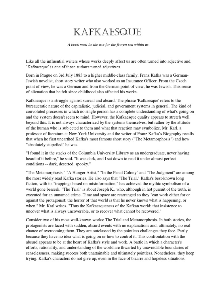 Kafkaesque | PDF | Franz Kafka