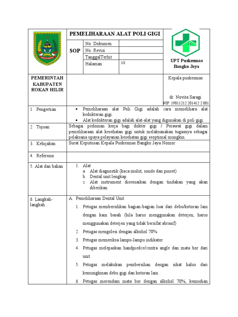 Pemeliharaan Alat Poli Gigi | PDF