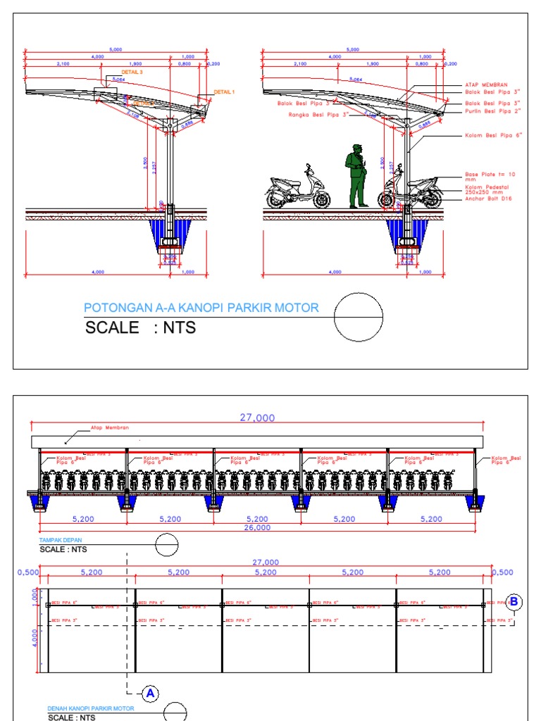 Desain Kanopi Parkir Motor Minimalis | PDF