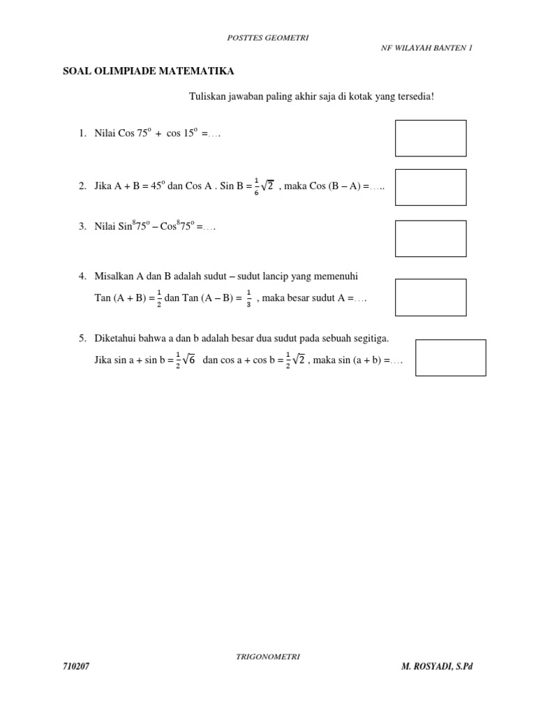 Latihan Soal Olimpiade Matematika 2 | PDF