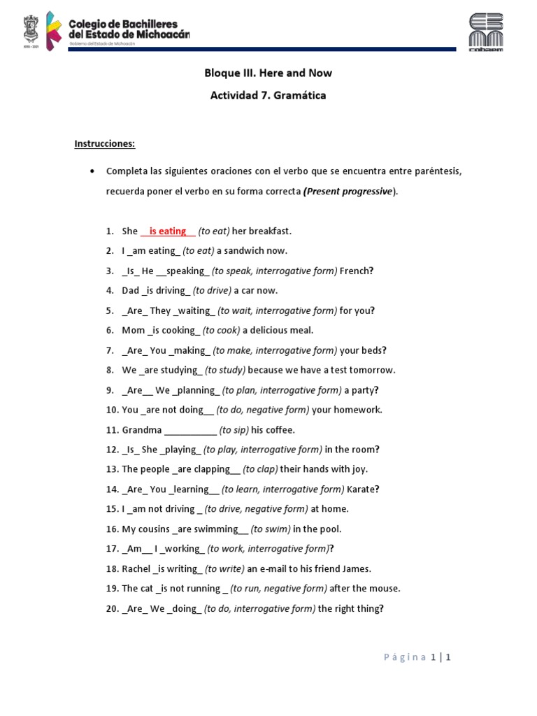 Bloque III - Actividad 7 - Gramatica | PDF