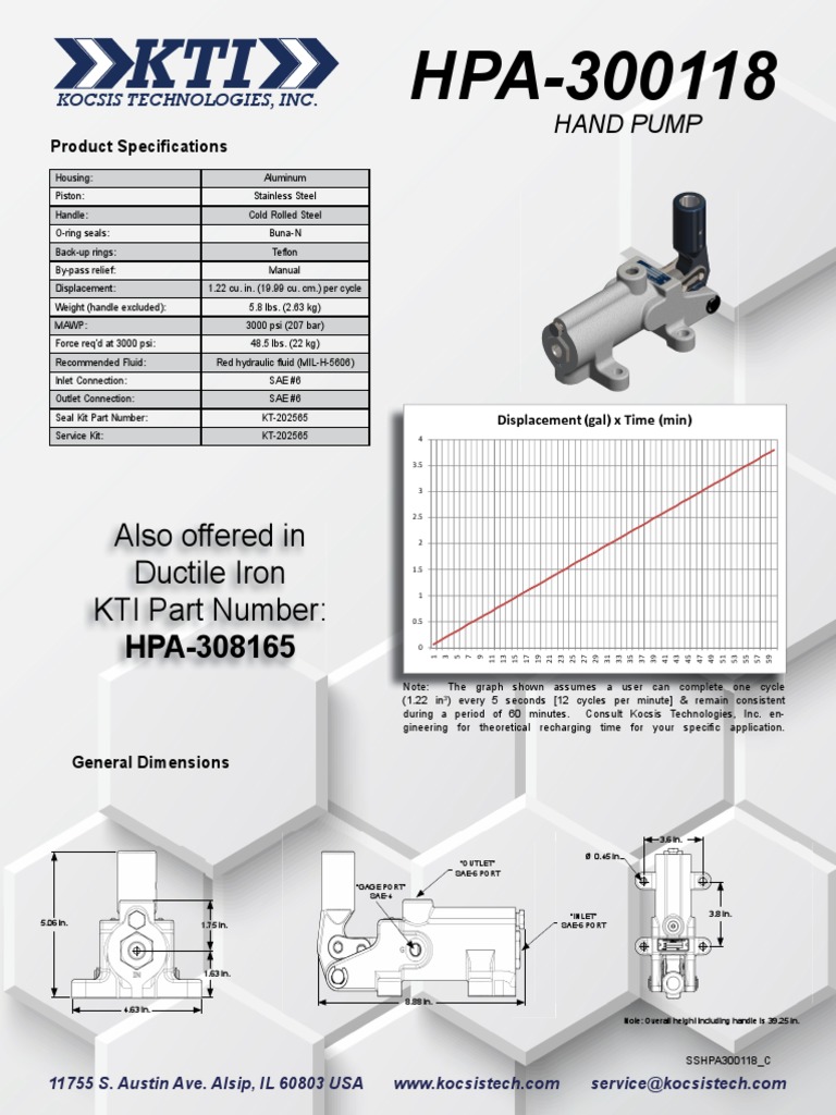 HPA-300118 Hand Pump Specifications | PDF | Machines | Manufactured Goods
