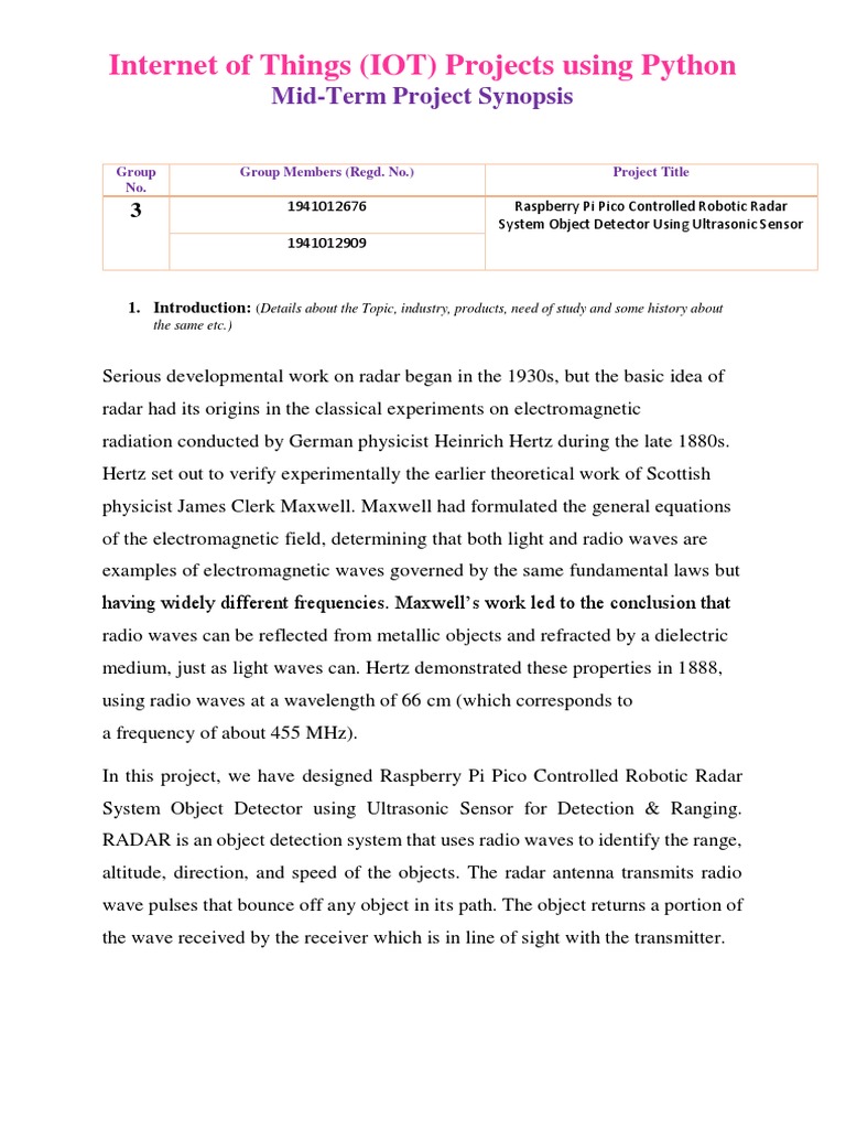 IOT Mid Project | PDF | Radar | Electromagnetic Radiation