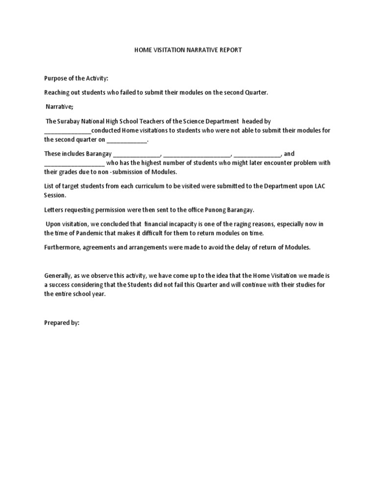 Home Visitation Narrative Report | PDF