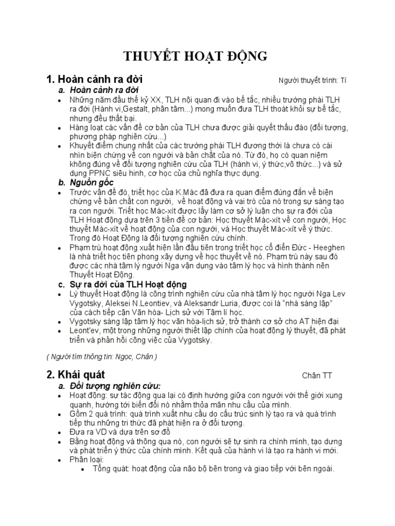 Thuyết Hoạt Động | PDF