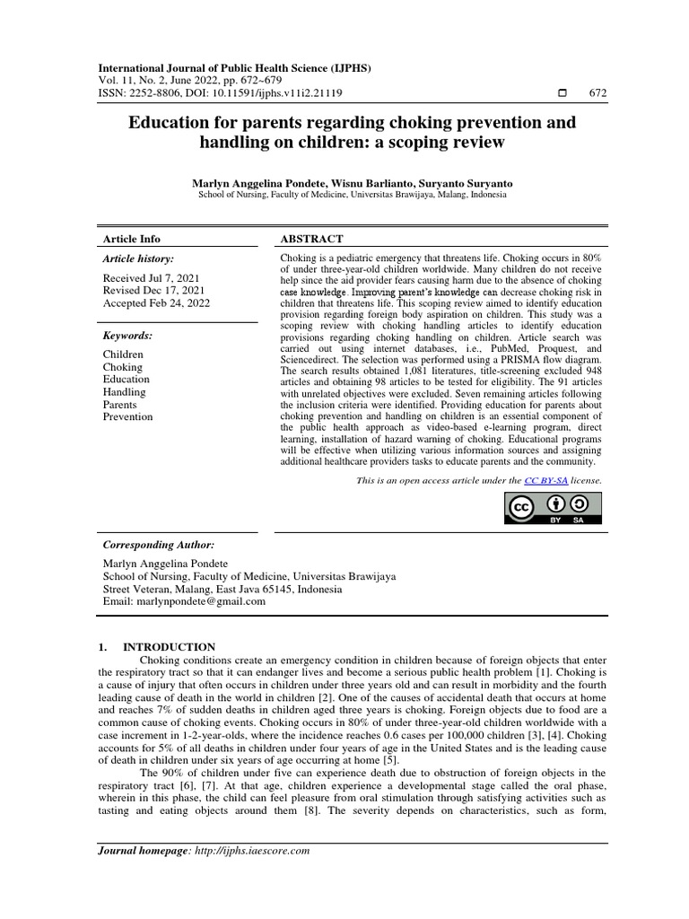 Education For Parents Regarding Choking Prevention and Handling On ...