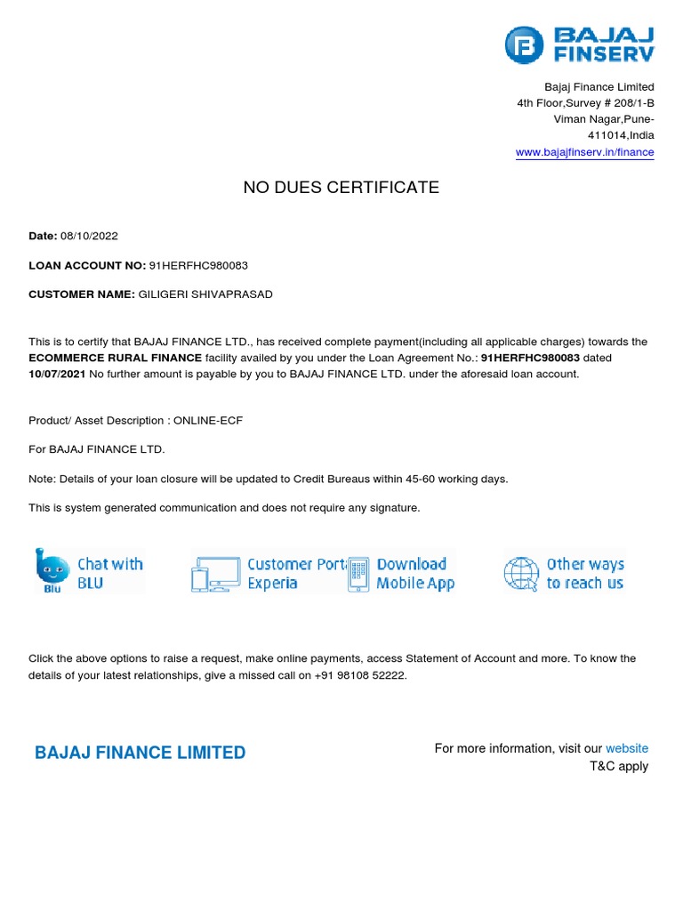 No Dues Certificate | PDF