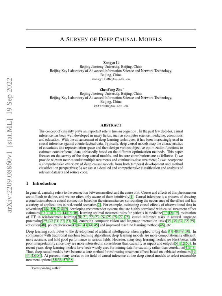 A Survey of Deep Causal Model | PDF | Machine Learning | Causality