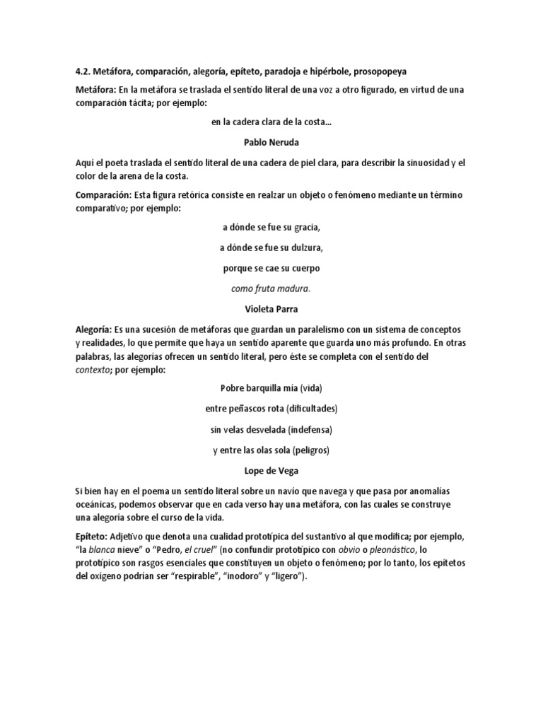 4.2. Metáfora, Comparación, Alegoría, Epíteto, Paradoja e Hipérbole ...