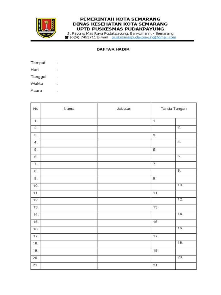 Template Daftar Hadir | PDF