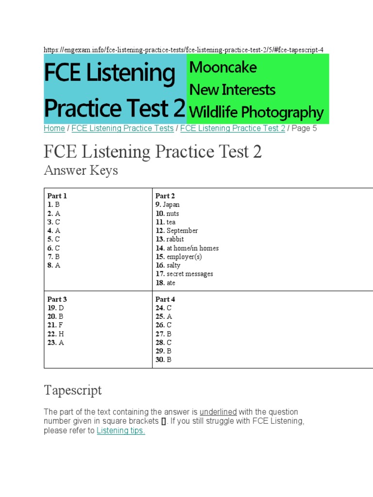 Script Fce Test 2 | PDF | International English Language Testing System