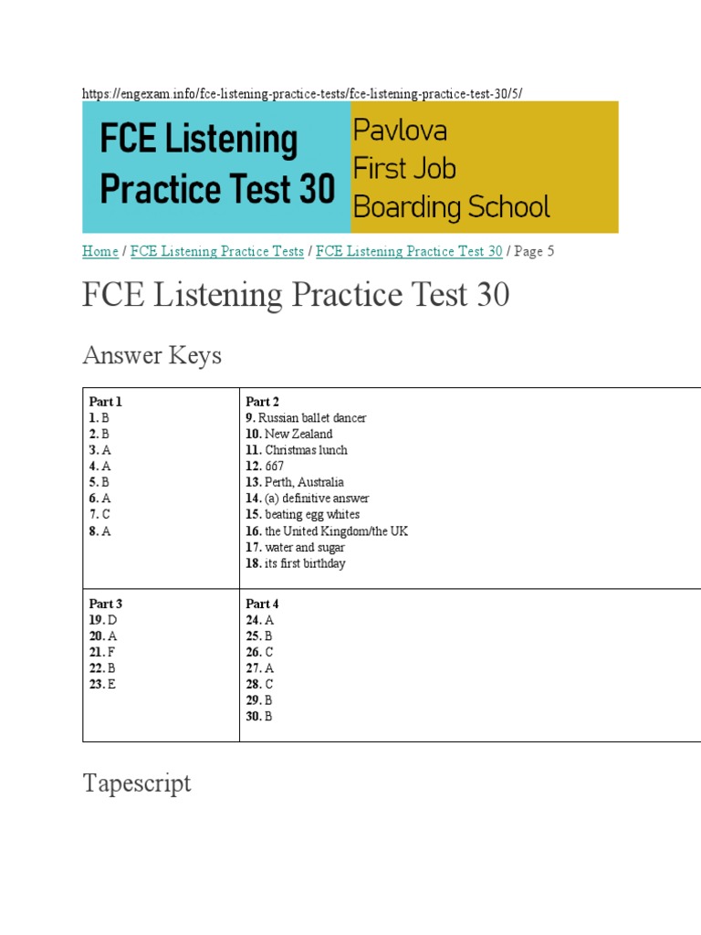 FCE Listening Practice Test 30 Answers | PDF | Cooking | Food And Drink