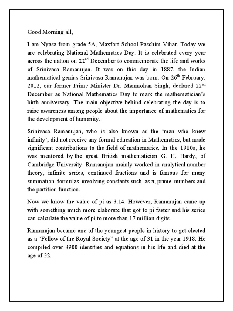 Speech Math Day Mod 0 | PDF