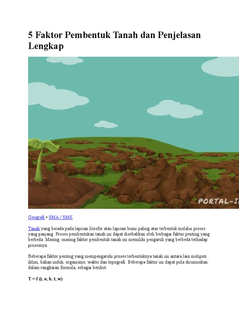 5 Faktor Pembentuk Tanah Dan Penjelasan Lengkap | PDF