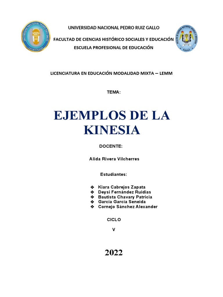 Trabajo de Kinesia - Universidad Nacional Pedro Ruiz Gallo-Guion Teatral | PDF